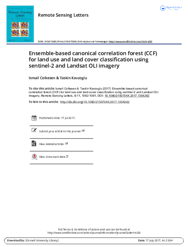 (PDF) Ensemble-based canonical correlation forest (CCF) for land use and land cover ...
