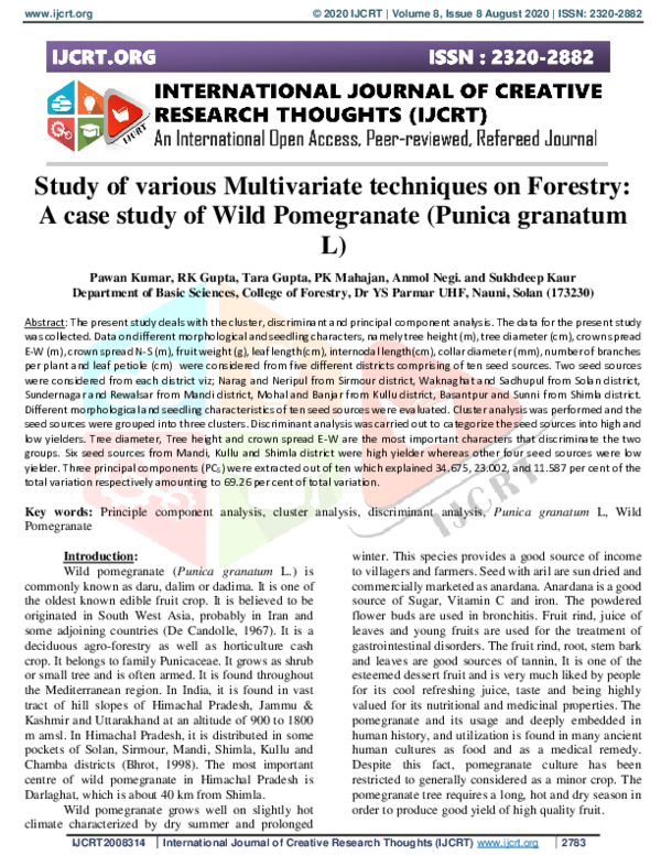 (PDF) Study of various Multivariate techniques on Forestry: A case study of Wild Pomegranate ...