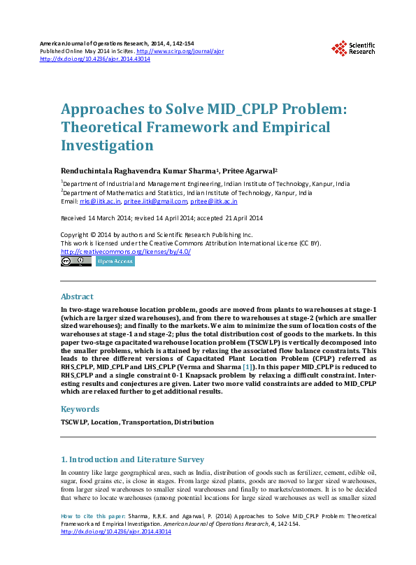 (PDF) Approaches to Solve MID_CPLP Problem: Theoretical Framework and Empirical Investigation ...