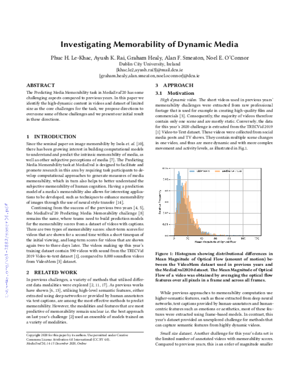 (PDF) Investigating Memorability of Dynamic Media
