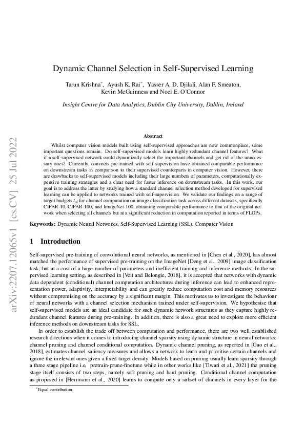 (PDF) Dynamic Channel Selection in Self-Supervised Learning