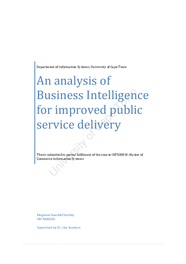 (PDF) An analysis of business intelligence for improved public service ...