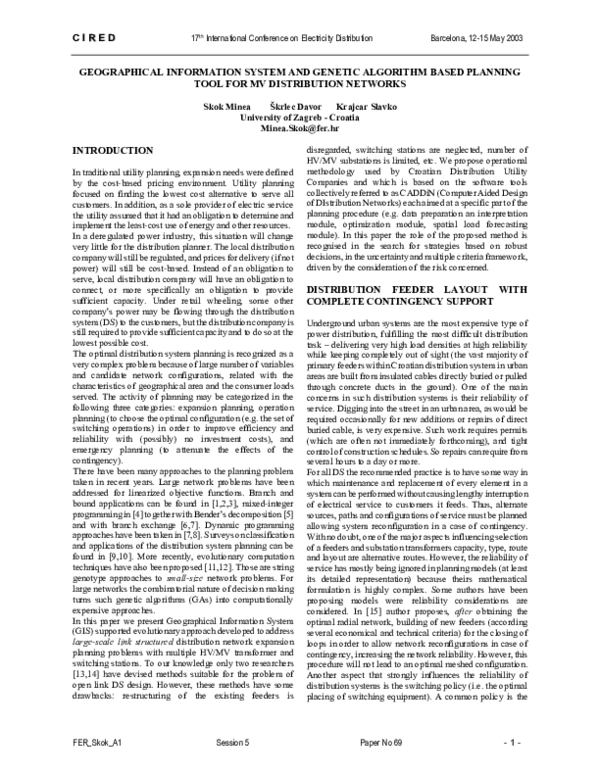 (PDF) Geographical Information System and Genetic Algorithm Based Planning Tool for MV ...