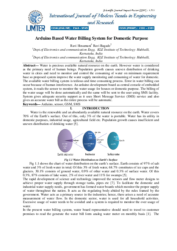 (PDF) Arduino Based Water Billing System for Domestic Purpose