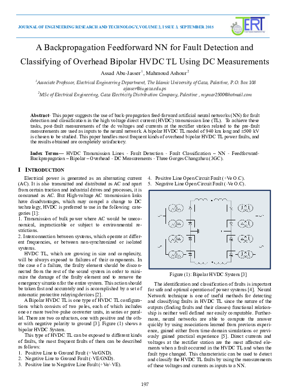 (PDF) A Backpropagation Feedforward NN for Fault Detection and Classifying of Overhead Bipolar ...