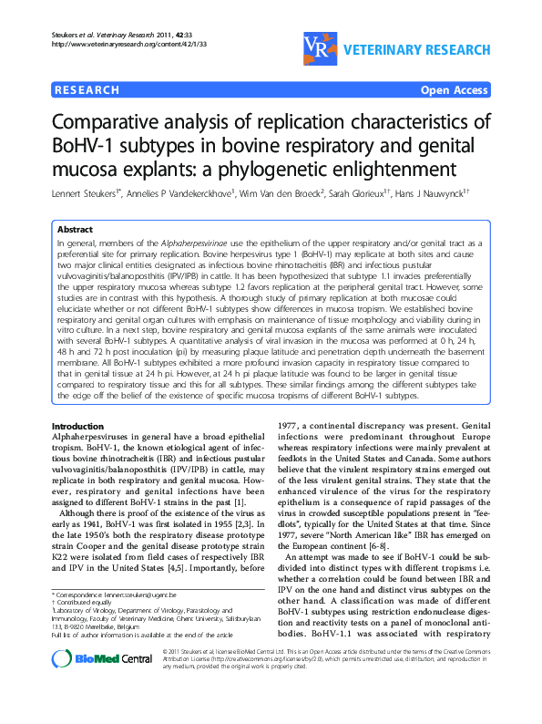(PDF) Comparative analysis of replication characteristics of BoHV-1 ...