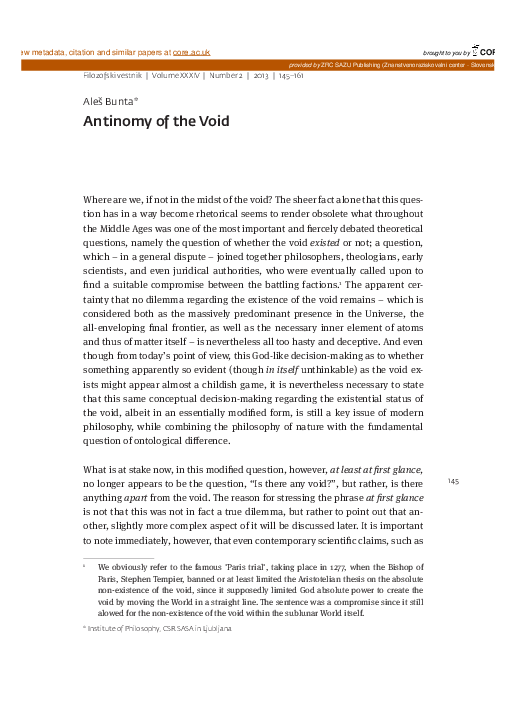 (PDF) Antinomy of the Void