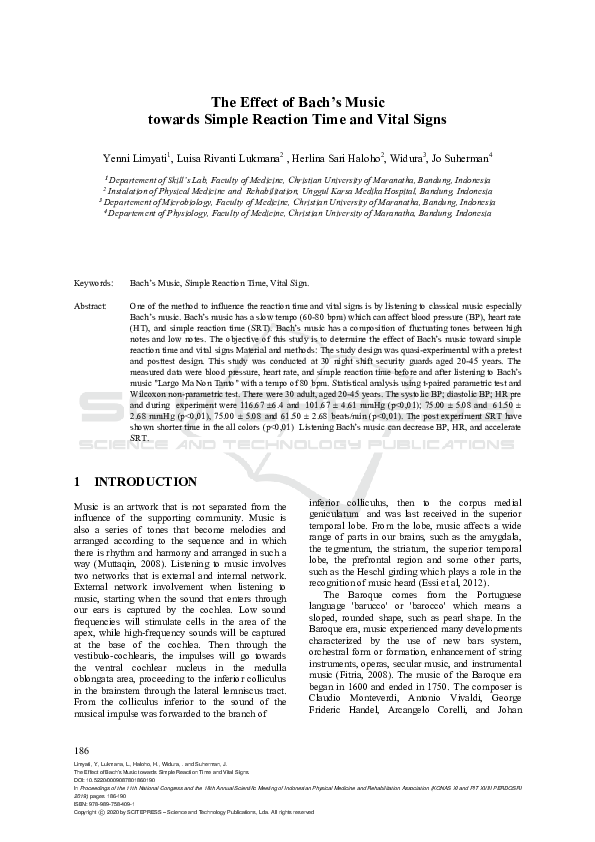 (PDF) The Effect of Bach’s Music towards Simple Reaction Time and Vital ...