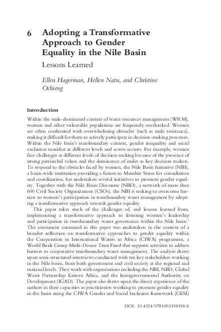 (PDF) Adopting a Transformative Approach to Gender Equality in the Nile ...