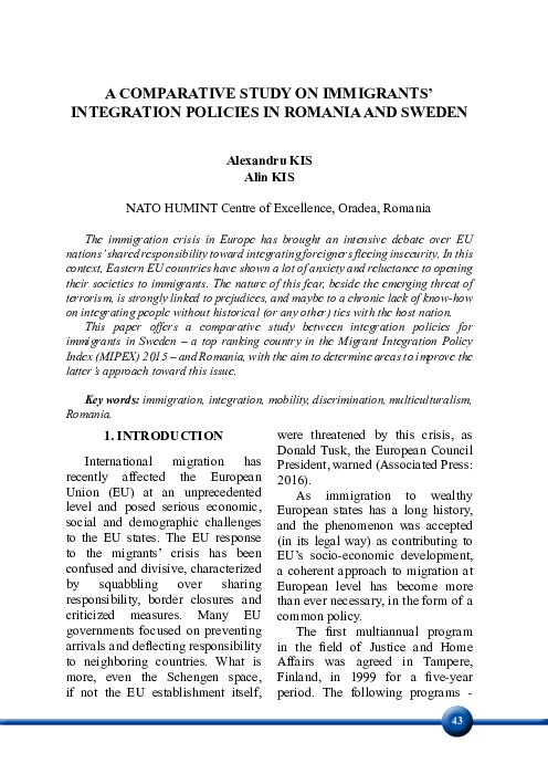 (PDF) A Comparative Study on Immigrants’ Integration Policies in ...