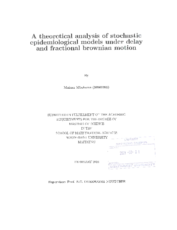 (PDF) A theoretical analysis of stochastic epidemiological models under delay and fractional ...