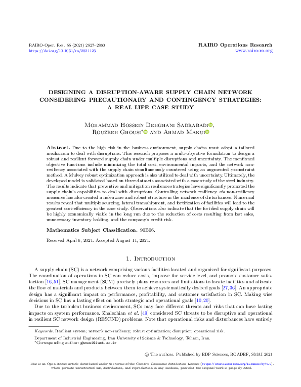 (PDF) Designing a disruption-aware supply chain network considering ...