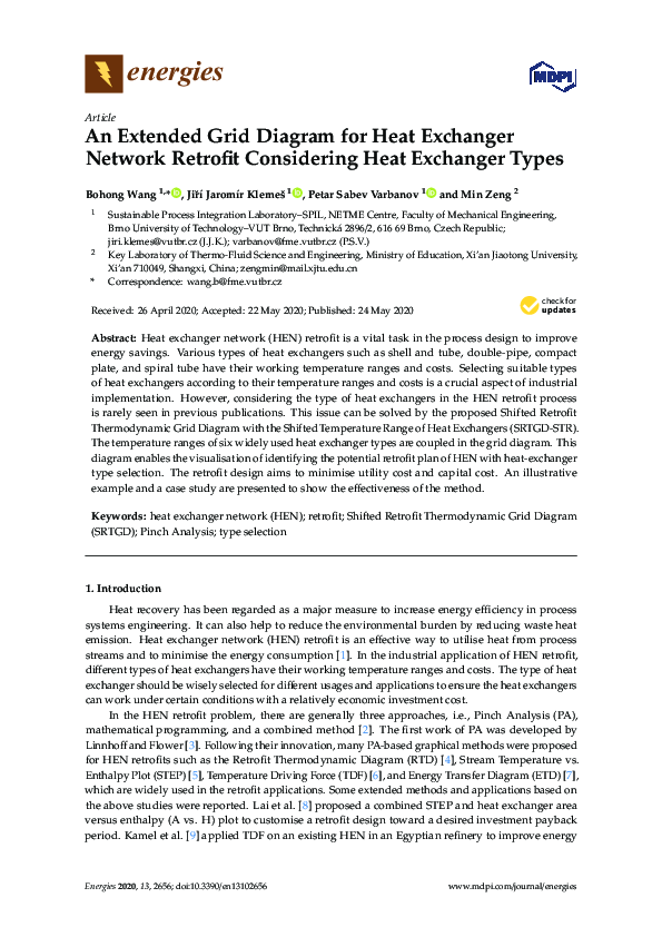 (PDF) An Extended Grid Diagram for Heat Exchanger Network Retrofit Considering Heat Exchanger Types