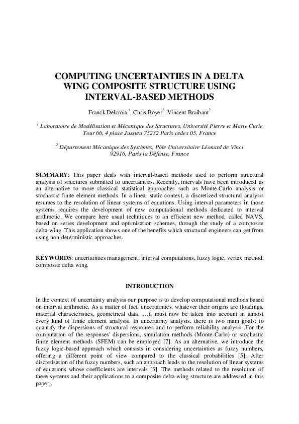 (PDF) Computing Uncertainties in a Delta Wing Composite Structure Using Interval-Based Methods