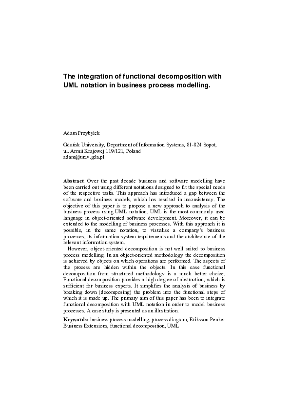 (PDF) Integrating Functional Decomposition with UML