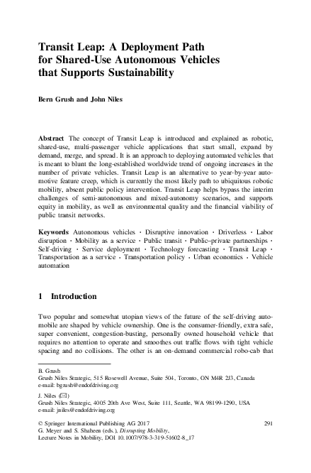 (PDF) Transit Leap: A Deployment Path for Shared-Use Autonomous ... (PDF) Transit Leap: A Deployment Path for Shared-Use Autonomous ...