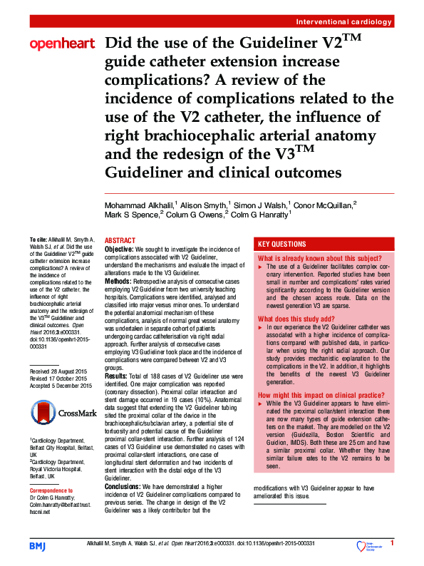 (PDF) Did the use of the Guideliner V2TMguide catheter extension ...