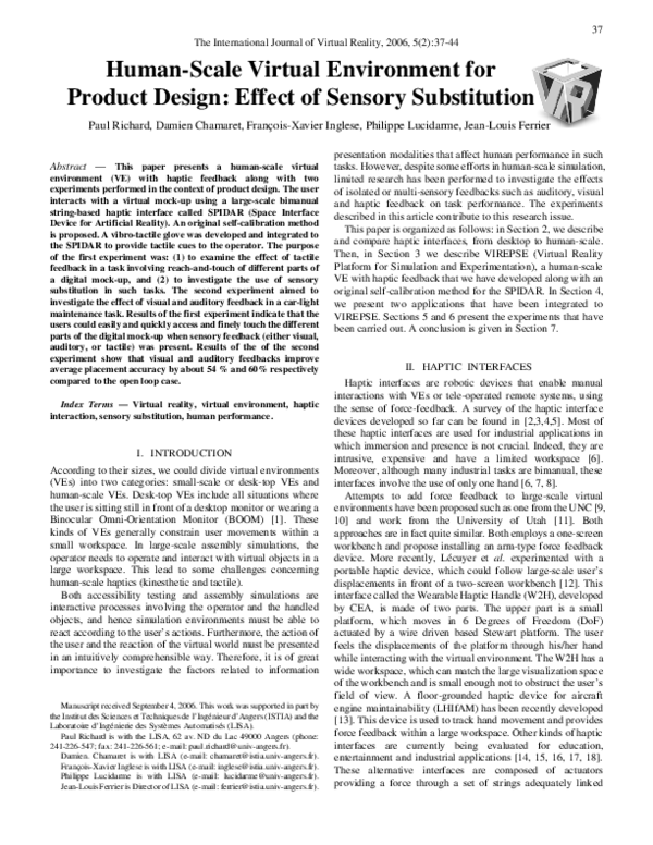 (PDF) Human-Scale Virtual Environment for Product Design: Effect of ...