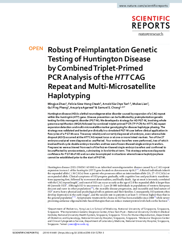 (PDF) Triplet Repeat Primed PCR Simplifies Testing for Huntington ...