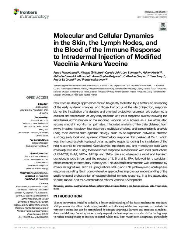 (PDF) Molecular and Cellular Dynamics in the Skin, the Lymph Nodes, and ...