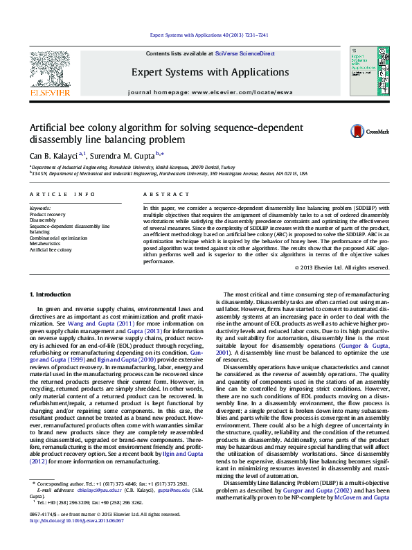 (PDF) Artificial bee colony algorithm for solving sequence-dependent disassembly line balancing ...