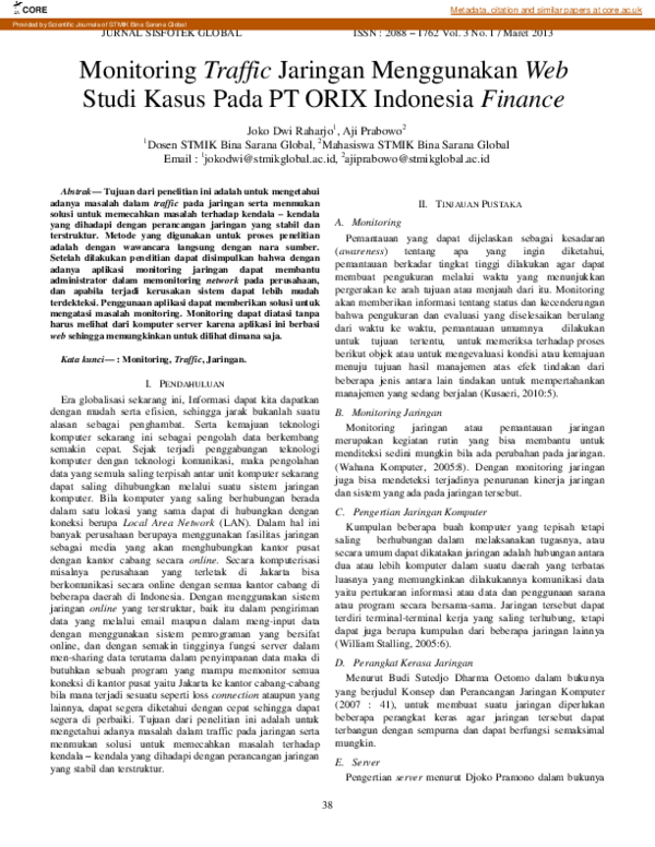 (PDF) Monitoring Traffic Jaringan Menggunakan Web Studi Kasus Pada PT ...