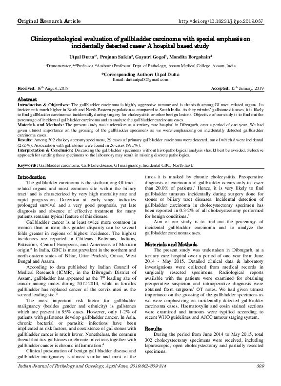 (PDF) Clinicopathological evaluation of gallbladder carcinoma with ...