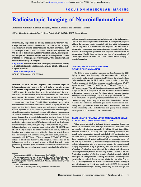 (PDF) Radioisotopic Imaging of Neuroinflammation