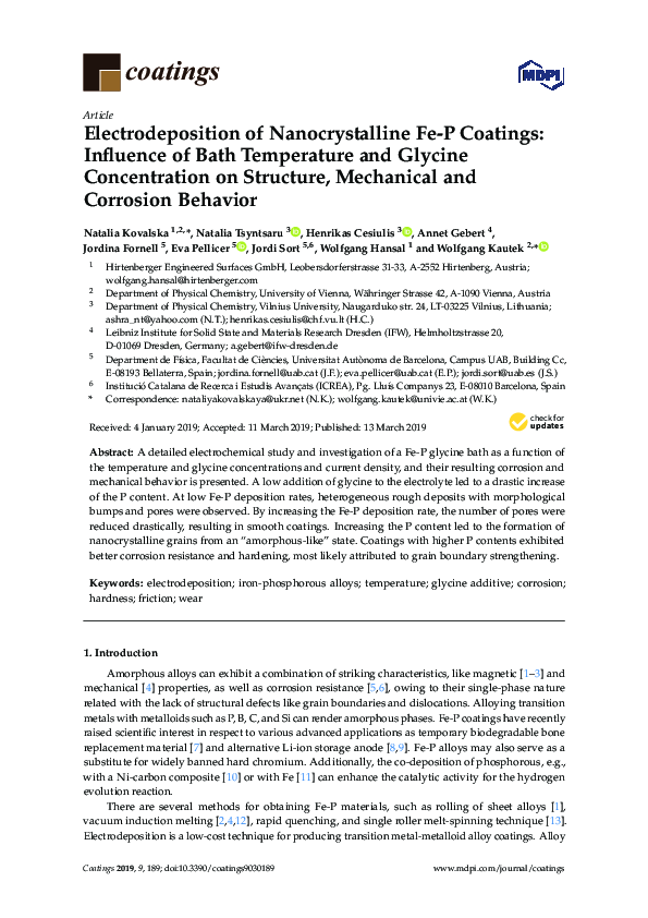 (PDF) Electrodeposition of Nanocrystalline Fe-P Coatings: Influence of Bath Temperature and ...