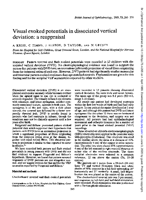(PDF) Visual evoked potentials in dissociated vertical deviation: a reappraisal