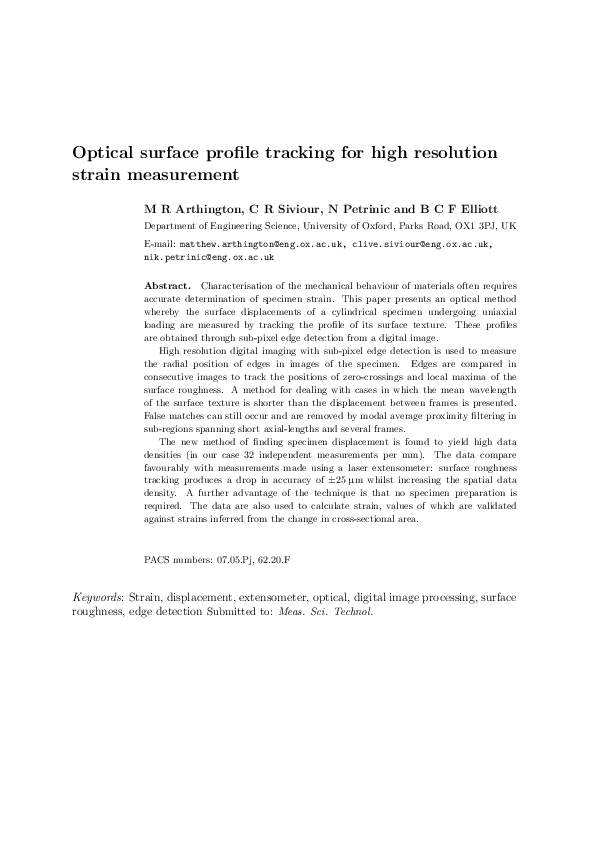 (PDF) Optical surface profile tracking for high-resolution strain ...