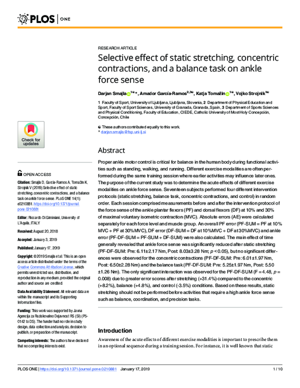 (PDF) Selective effect of static stretching, concentric contractions, and a balance task on ...