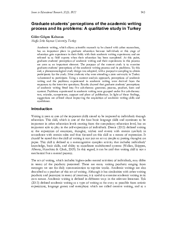 (PDF) Graduate students' perceptions of the academic writing process ...