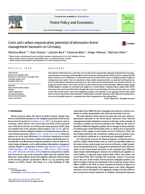 (PDF) Costs and carbon sequestration potential of alternative forest ...