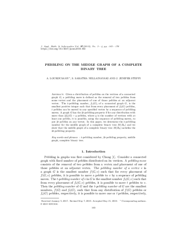 (PDF) Pebbling on the Middle Graph of a Complete Binary Tree