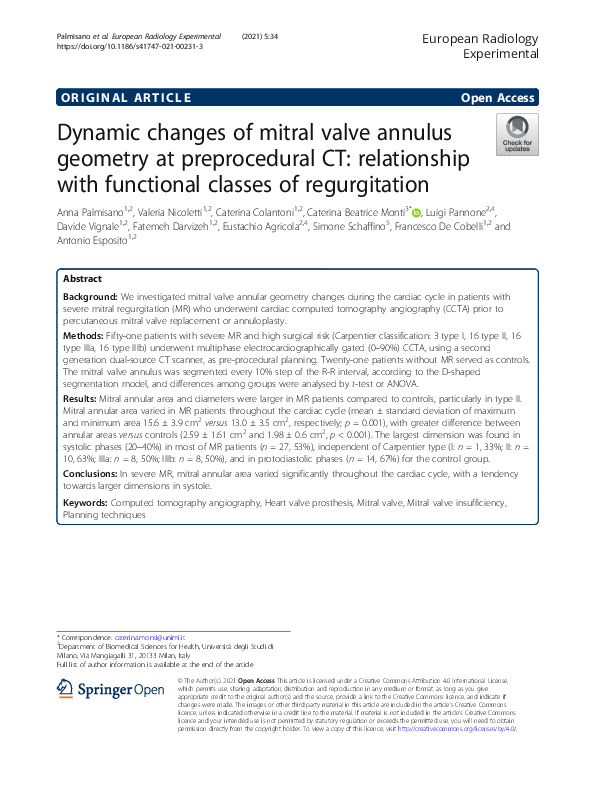 (PDF) Dynamic changes of mitral valve annulus geometry at preprocedural ...
