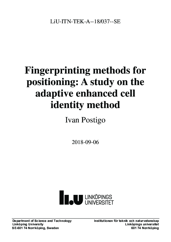(PDF) Fingerprinting methods for positioning: A study on the adaptive ...
