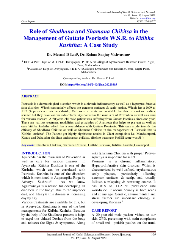 (PDF) Role of Shodhana and Shamana Chikitsa in the Management of ...