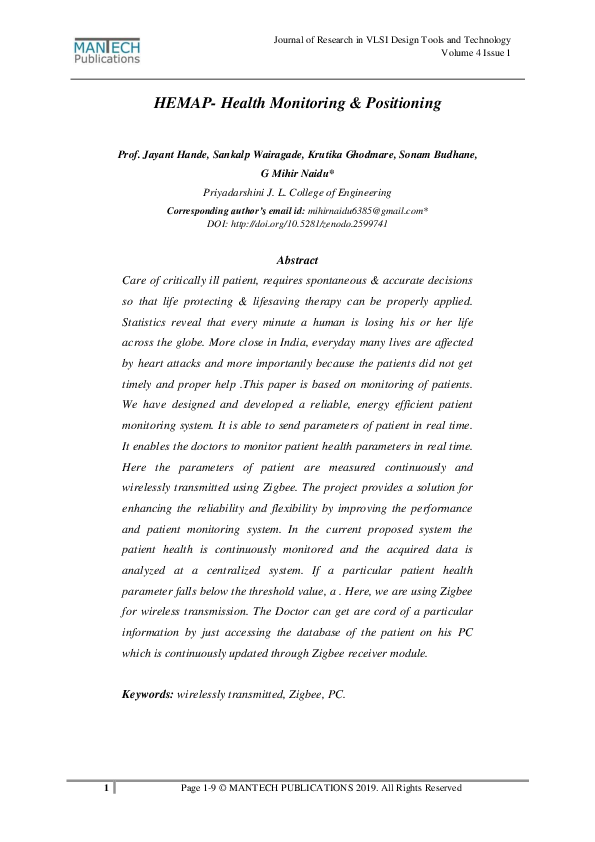 (PDF) HEMAP- Health Monitoring & Positioning | JAYANT HANDE - Academia.edu