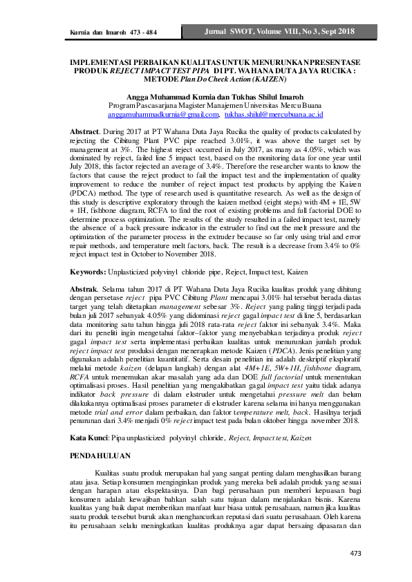 (PDF) Implementasi Perbaikan Kualitas Untuk Menurunkan Presentase ...