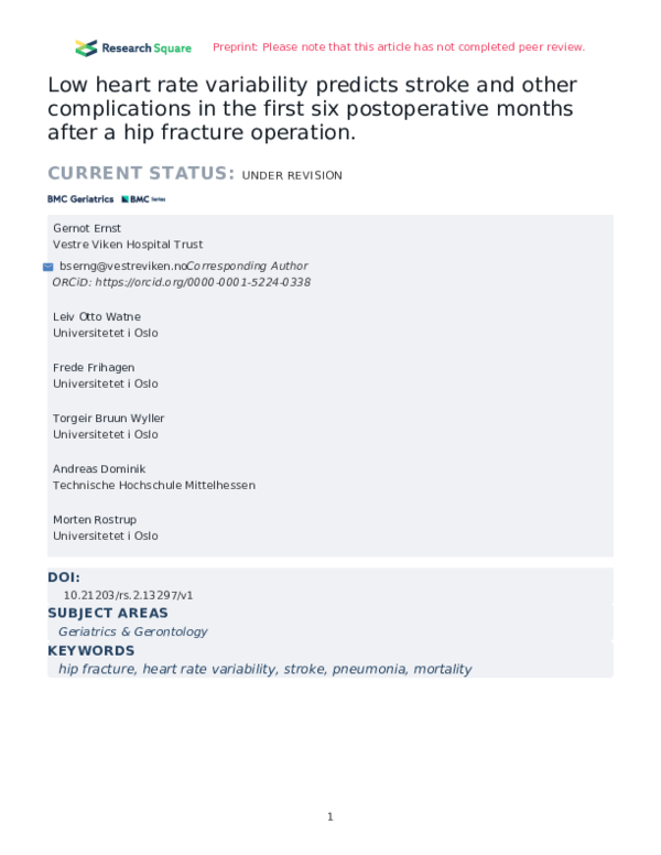(PDF) Low heart rate variability predicts stroke and other ...