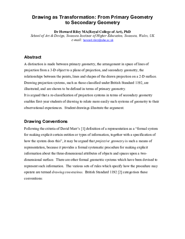 (PDF) Drawing as Transformation: From Primary Geometry to Secondary ...