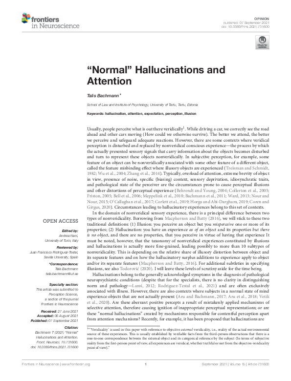 (PDF) “Normal” Hallucinations and Attention