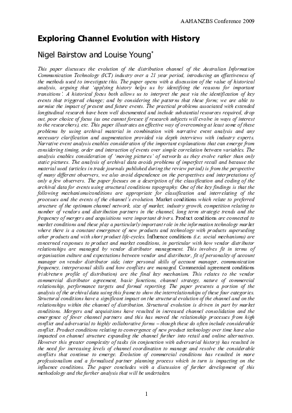 (PDF) Exploring Channel Evolution with History