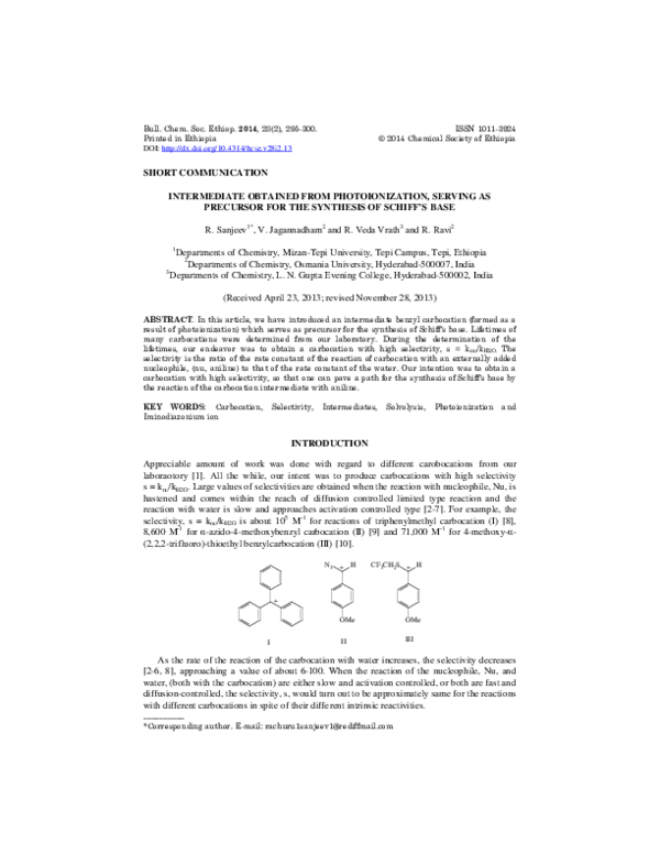 (PDF) Intermediate obtained from photoionization, serving as precursor ...