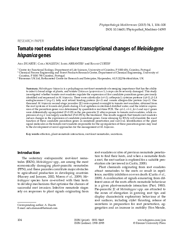(PDF) Tomato root exudates induce transcriptional changes of ...