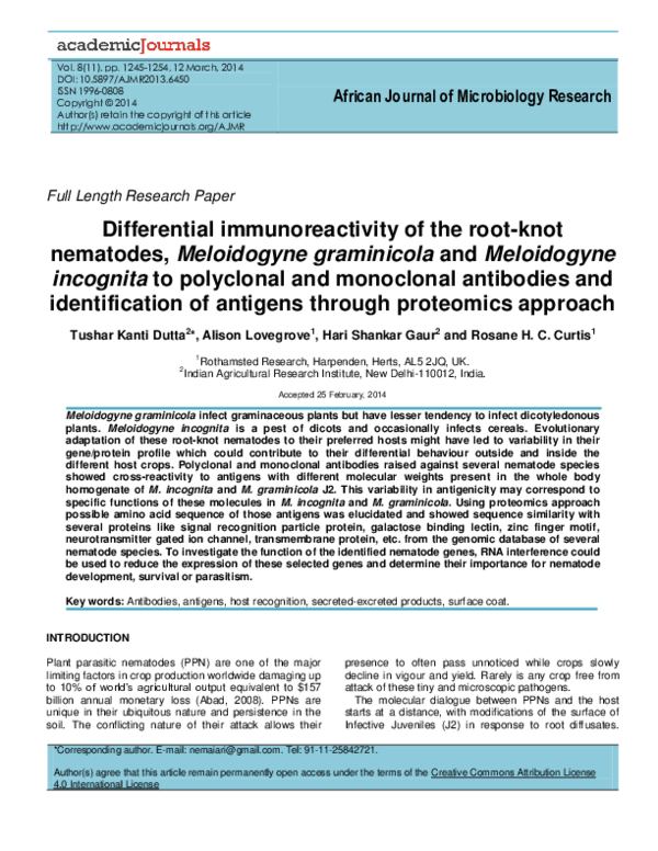 (PDF) African Journal of Microbiology Research Full Length Research Paper