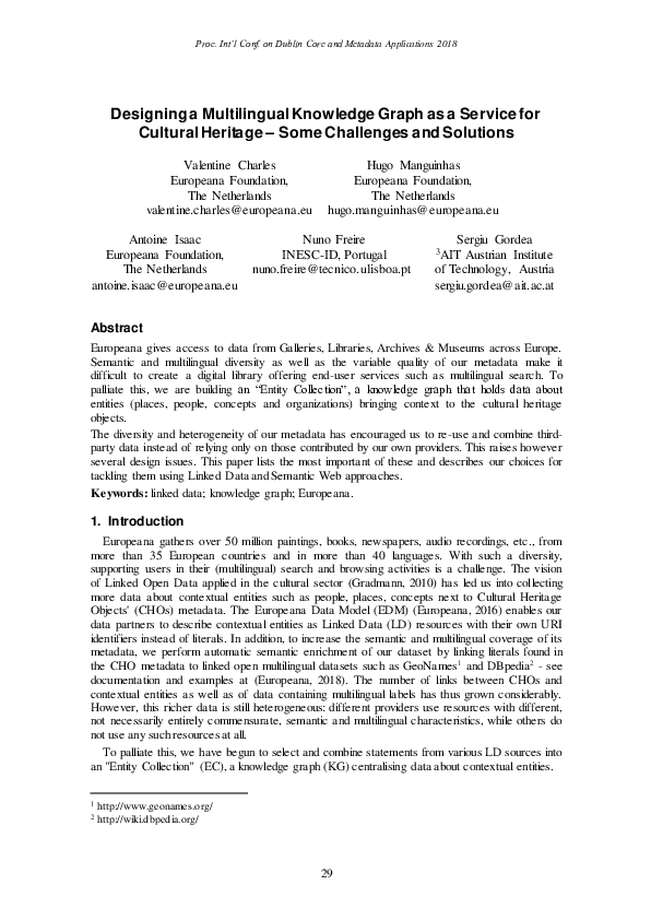 (PDF) Designing a Multilingual Knowledge Graph as a Service for ...