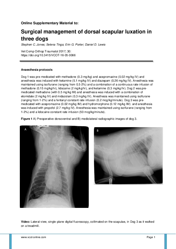 (PDF) Surgical management of dorsal scapular luxation in three dogs