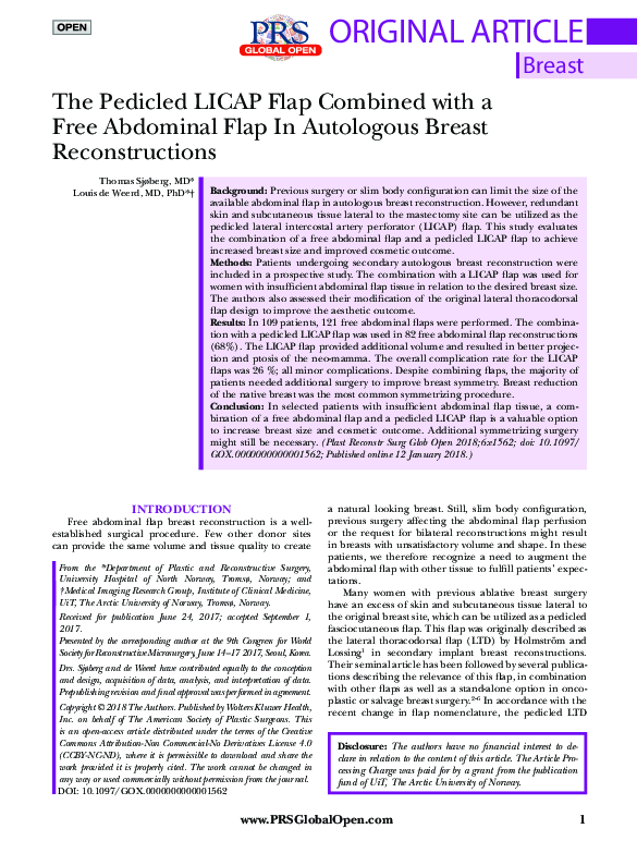(PDF) The Pedicled LICAP Flap Combined with a Free Abdominal Flap In ...